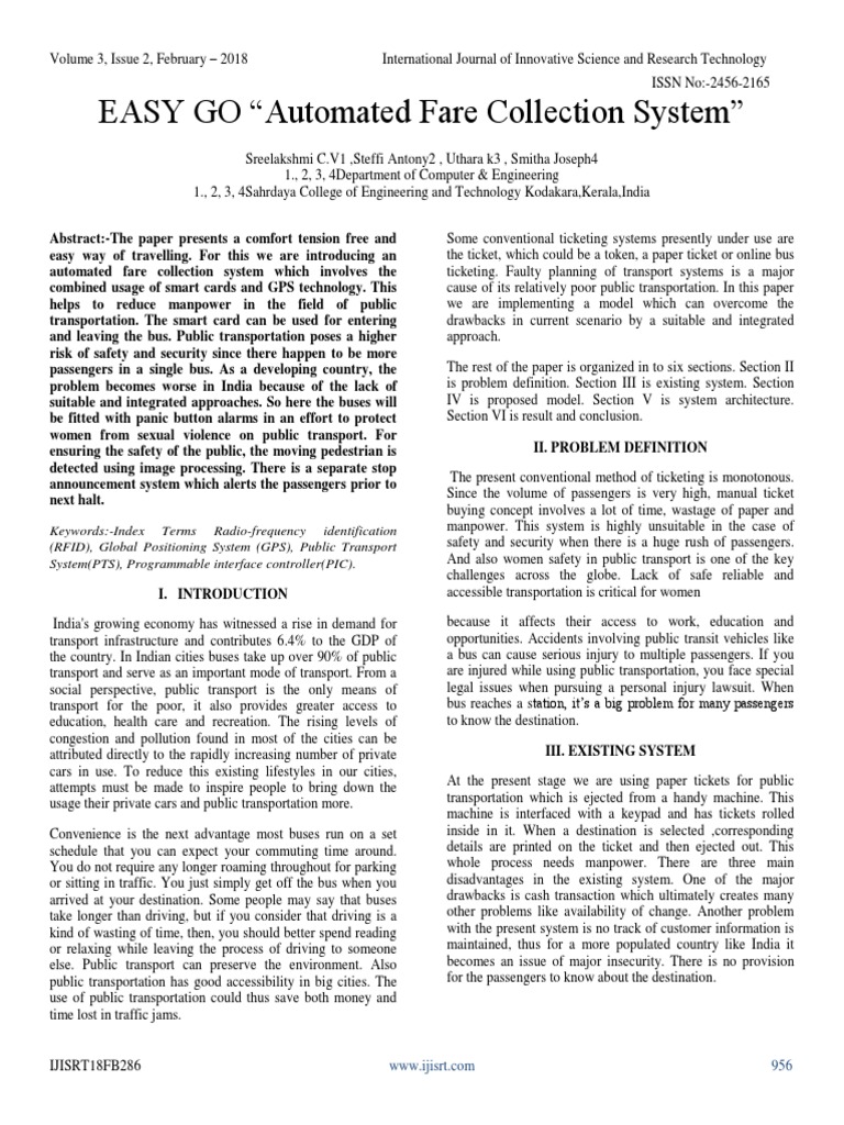 EASY GO "Automated Fare Collection System" | PDF | Public Transport | Bus
