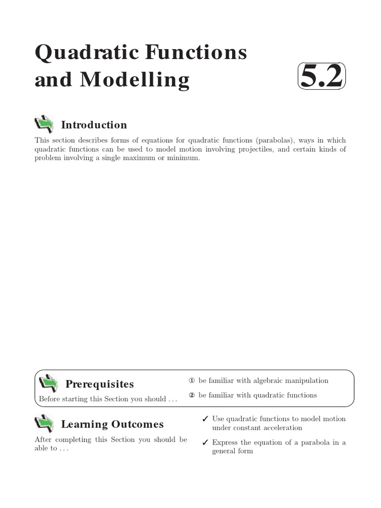 Modelling Motion with Quadratic Functions | PDF | Quadratic Equation ...