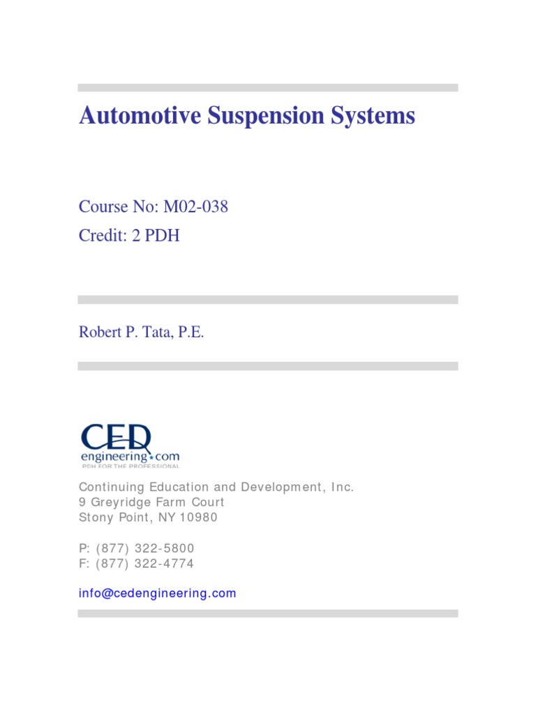 Automotive Suspension Systems | PDF | Suspension (Vehicle) | Axle
