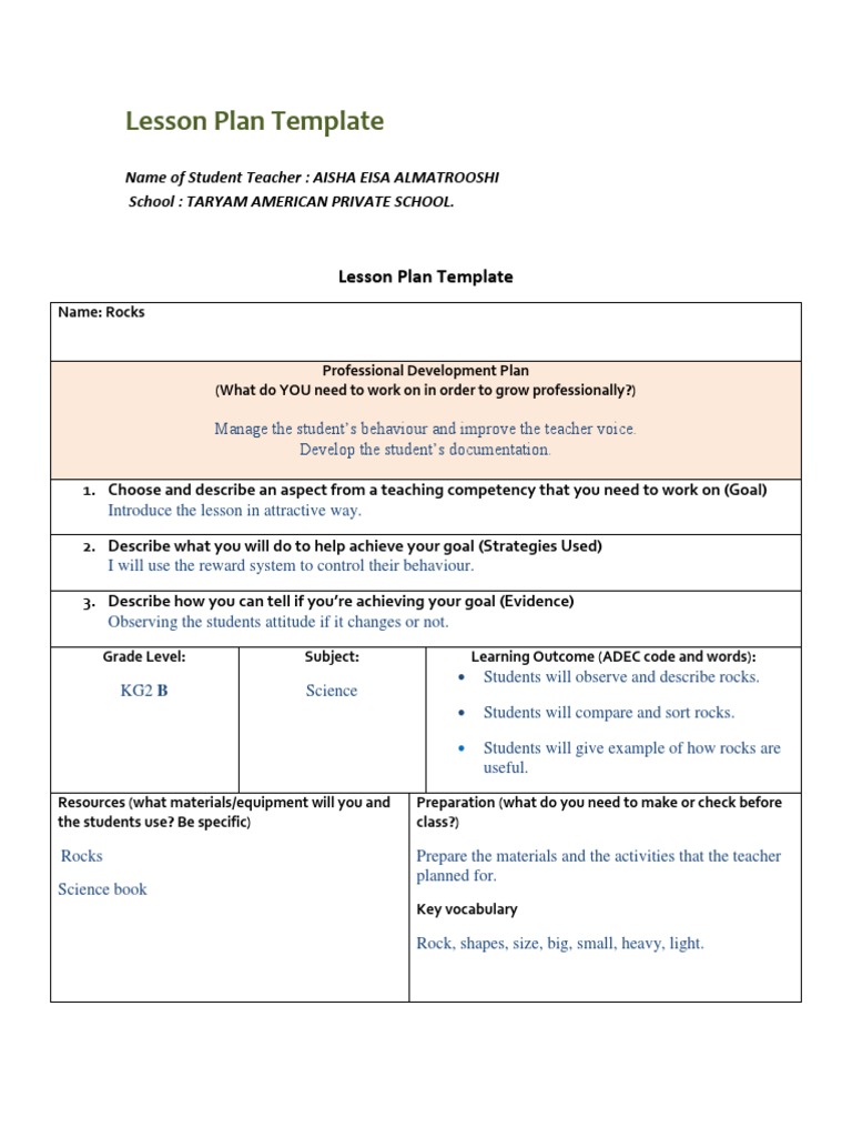 Lesson Plan Rocks | Download Free PDF | Lesson Plan | Teachers