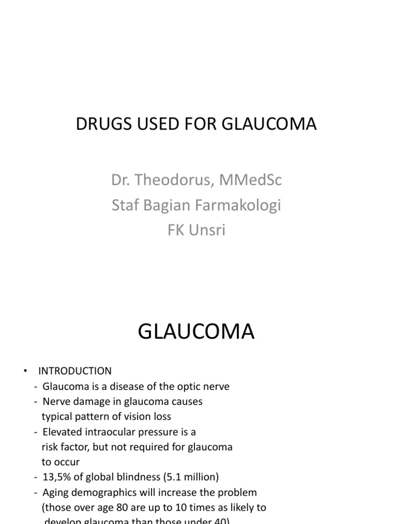 Drugs Used For Glaucoma | PDF | Glaucoma | Pharmacology
