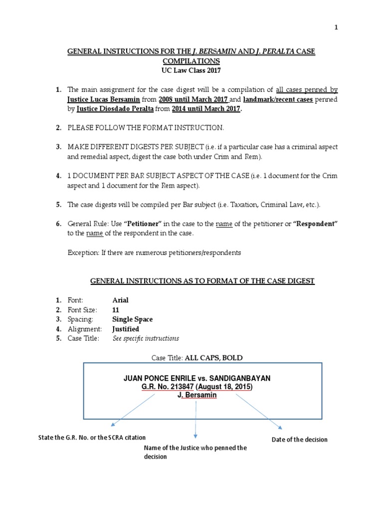 1 - General Instructions For Case Digest Compilation | PDF | Evidence ...