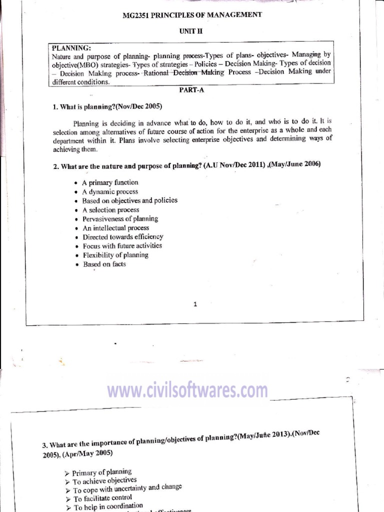 Pom Unit 2 2mark - NoRestriction | PDF | Philosophical Methodology | Decision Making