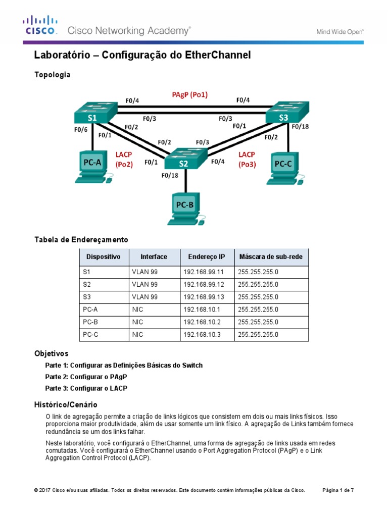 4.2.1.4 Lab - Configuring EtherChannel | PDF | Topologia de rede | Rede de computadores