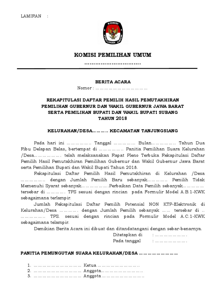 Berita Acara Pleno DPHP | PDF