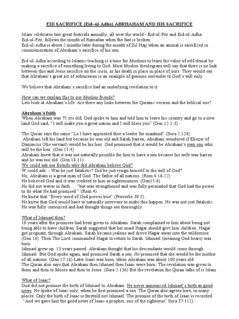 Eid Sacrifice and Abraham | PDF | Ishmael | Isaac