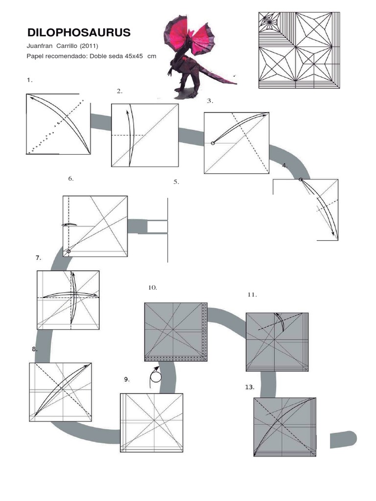 Origami Dilophosaurus para Niños | PDF | Ajedrez | Juegos y actividades