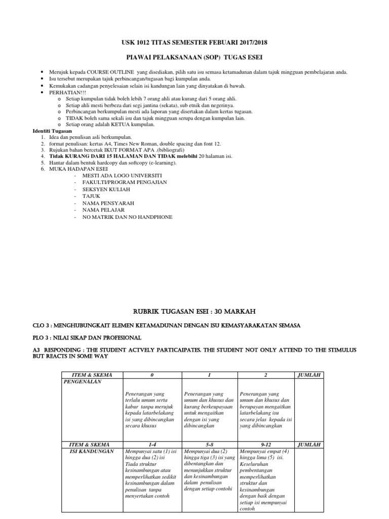 Tugasan Esei 30 MArkah | PDF