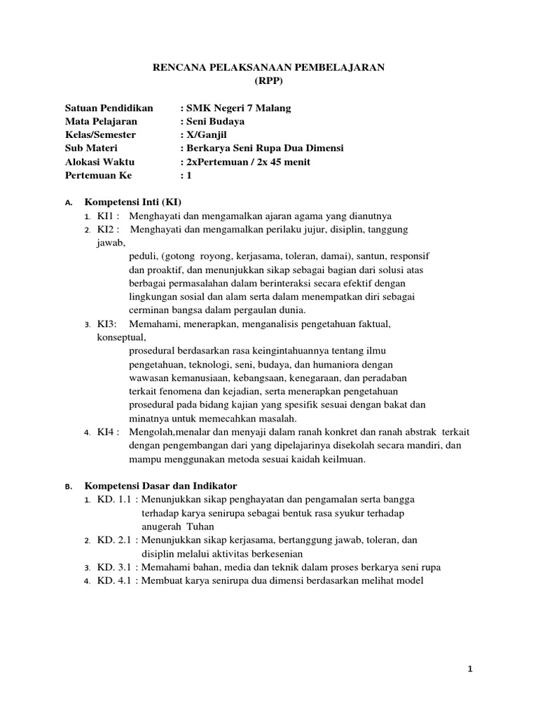 RPP Gambar Bentuk | PDF