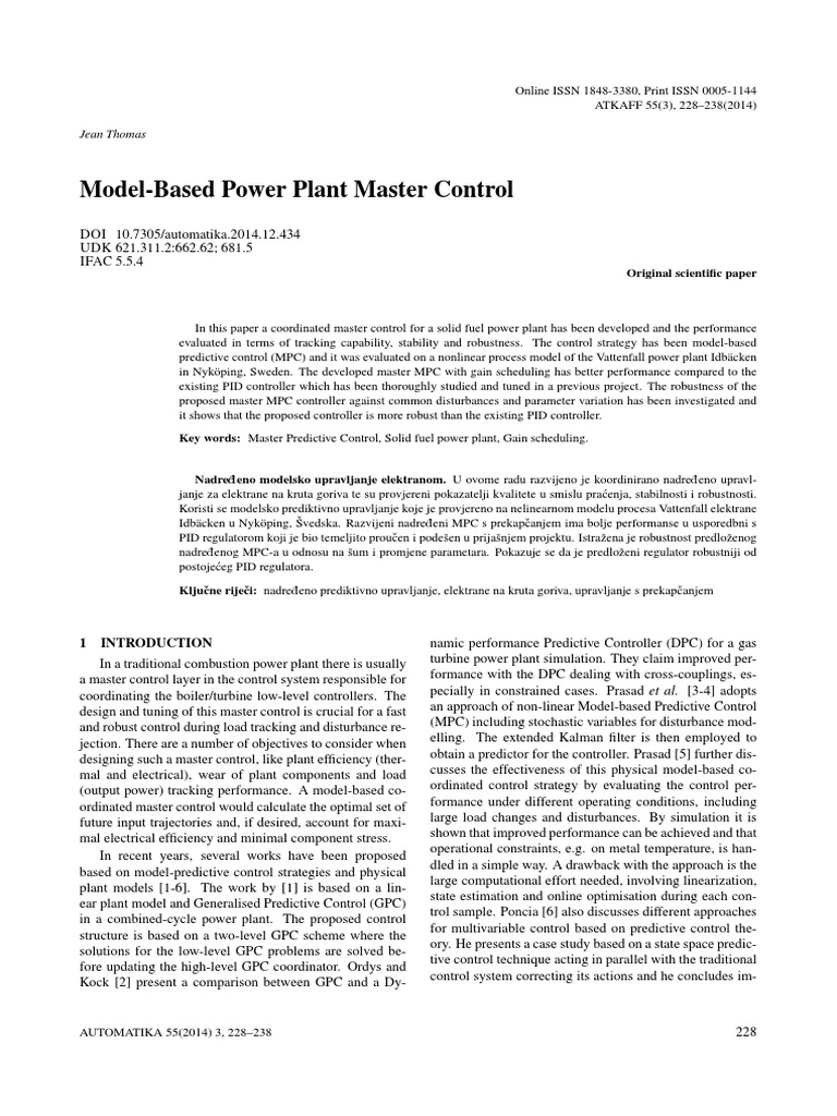A55 3 Thomas Model Based Power Plant Master Control | PDF | Control ...
