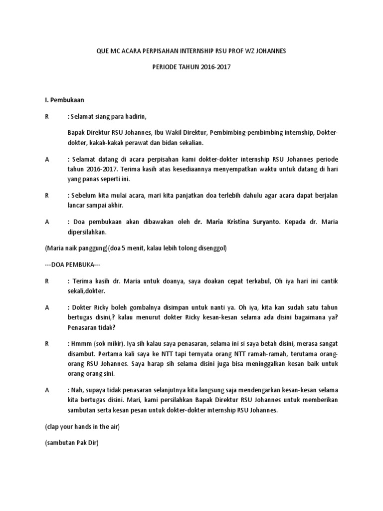 Cue Mc Acara Perpisahan