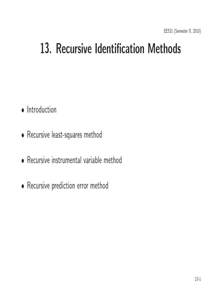 Recursive Lecture PDF | PDF | Least Squares | Kalman Filter