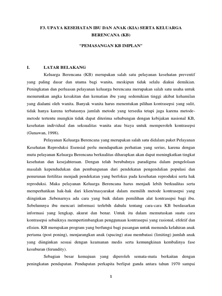 F3 Pemasangan KB Implan | PDF