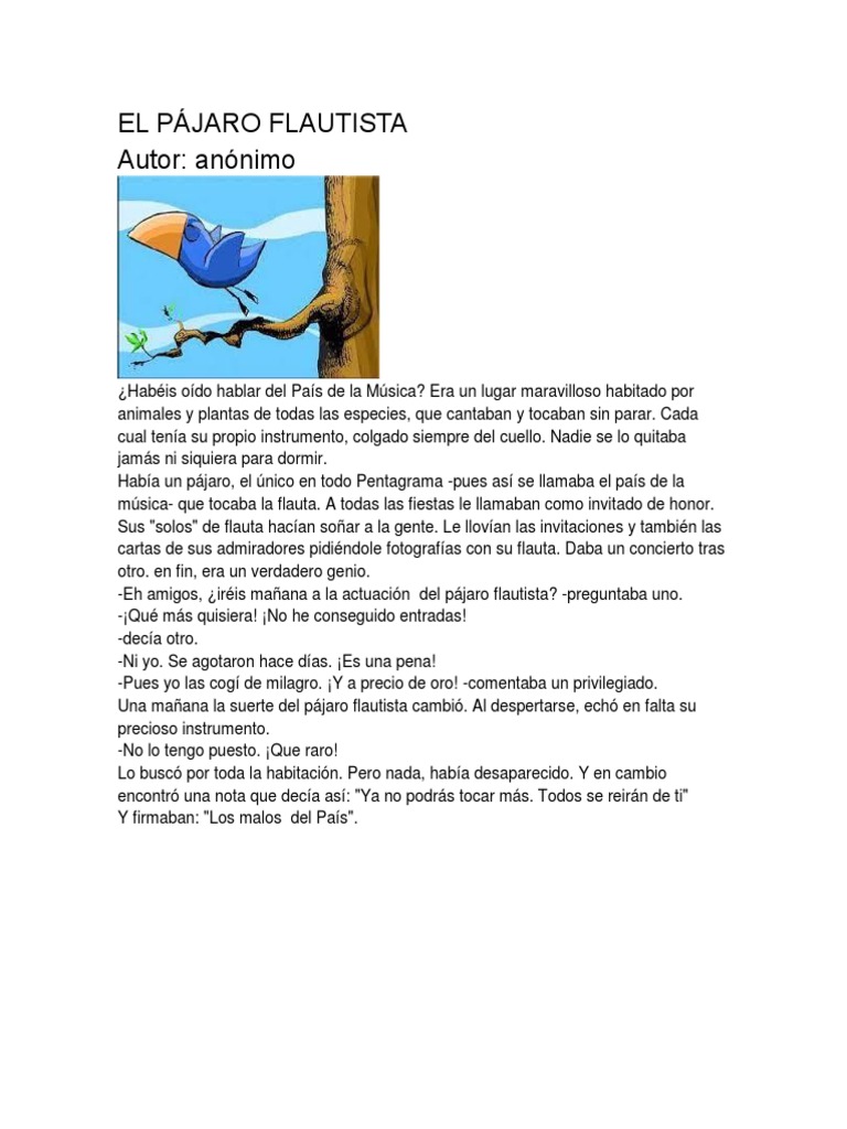 El pájaro flautista y su flauta perdida | PDF | Flauta | Aves