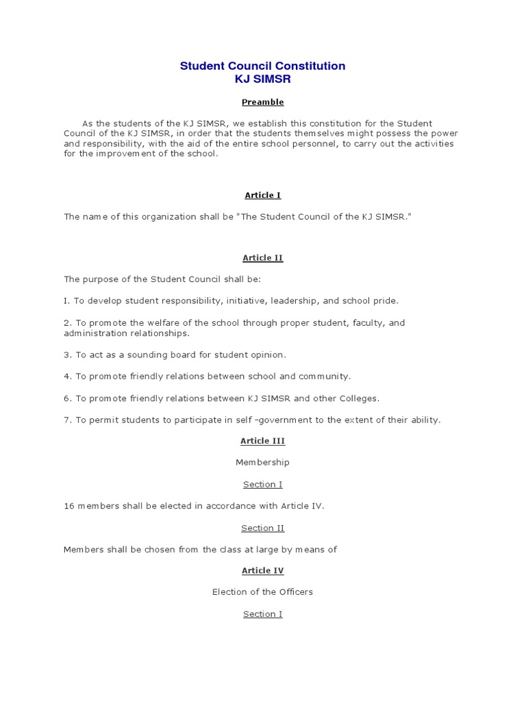 Student Council Constitution | PDF | Elections | Voting