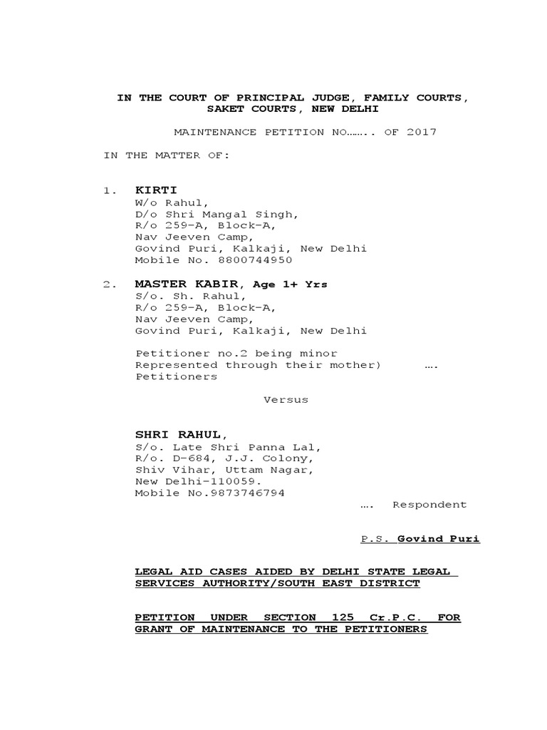 Suit For Maintenance Under Section 125 CRPC | PDF | Affidavit | Lawyer