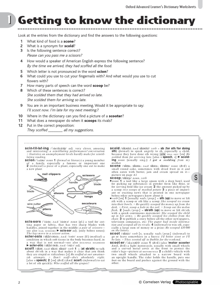 Oxford Advanced Learner's Dictionary Worksheets | PDF | Mr. Darcy | Cakes