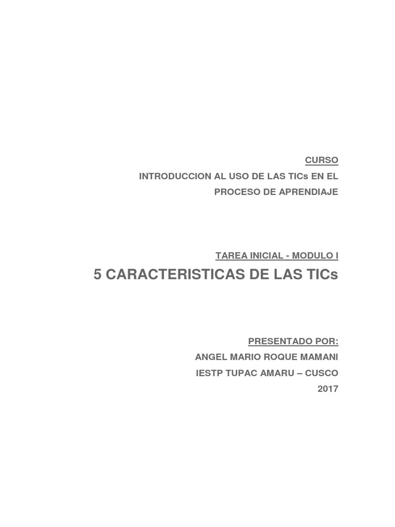 5 Caracteristicas de Las Tics | PDF | Tecnología de información y ...