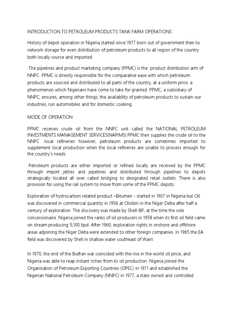 Overview of Nigeria's Tank Farm Operations | PDF | Royal Dutch Shell ...