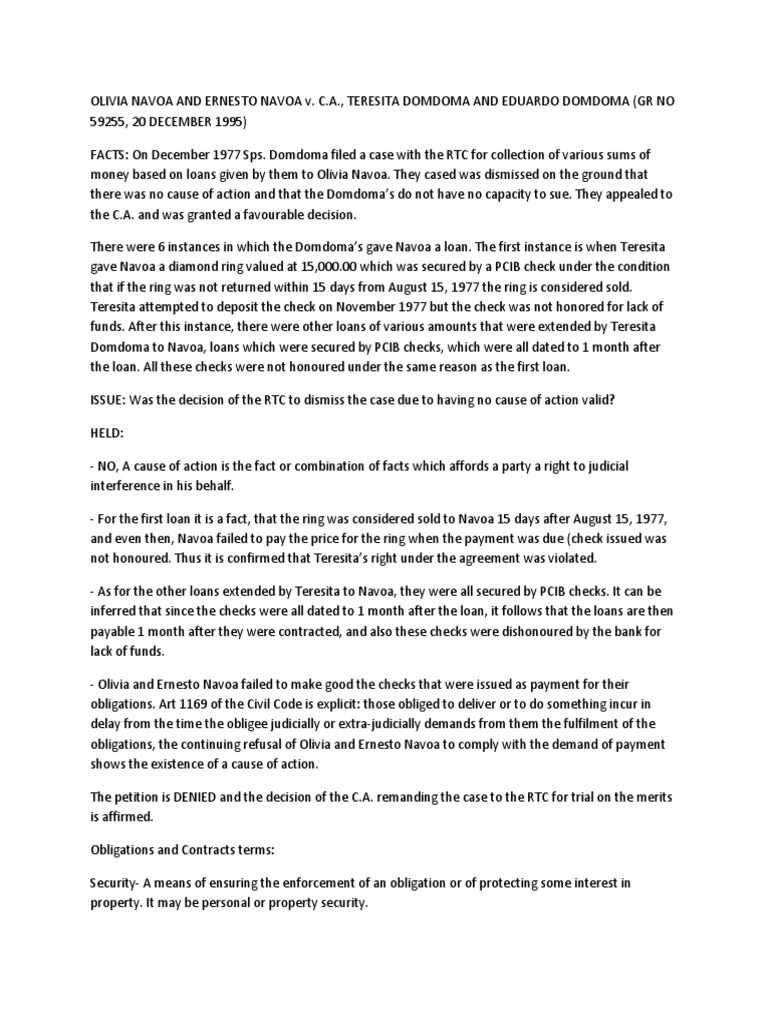 Navoa Vs Domdoma | PDF | Cheque | Social Institutions