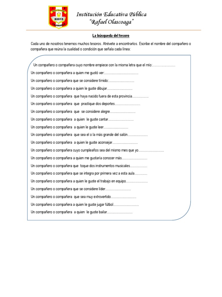 Búsqueda del Tesoro en el Aula | PDF