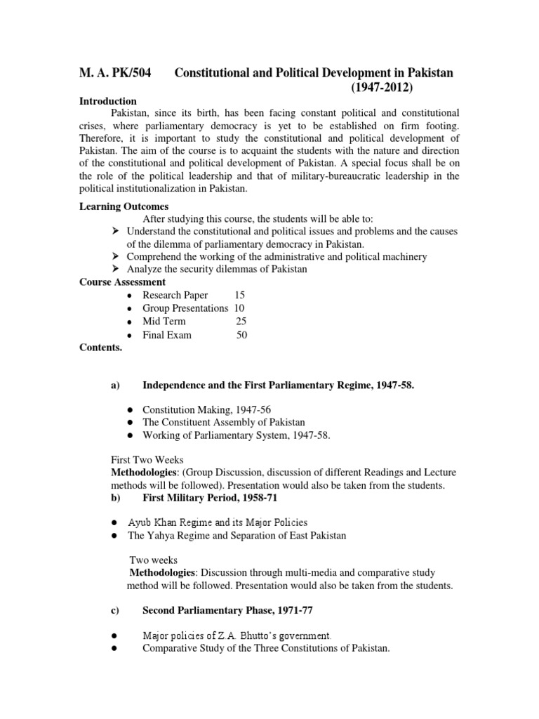 Political and Constitutional Evolution in Pakistan | PDF | Pakistan ...
