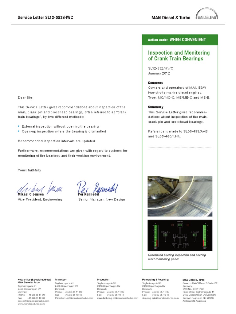 Sl2012-552 Crankcase Inspection | PDF | Bearing (Mechanical) | Piston