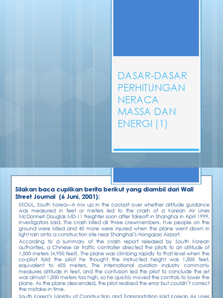 Dasar-Dasar Perhitungan Neraca Massa Dan Energi | PDF
