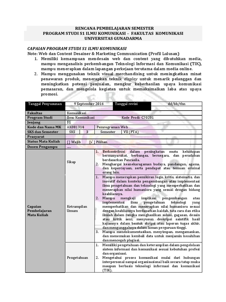 Rps - Pemrograman Web Revisi | PDF