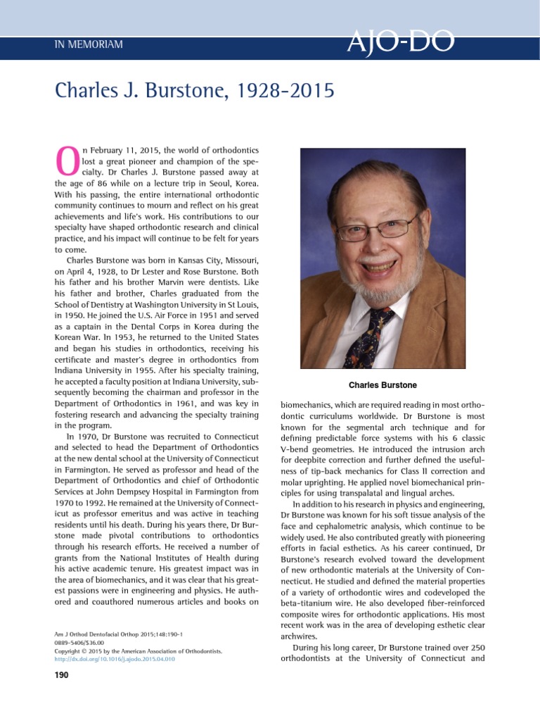 Charles Burstone PDF | PDF | Orthodontics | Dentist
