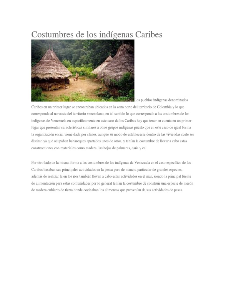 Costumbres de Los Indígenas Caribes | PDF | Ciencias sociales | Historia