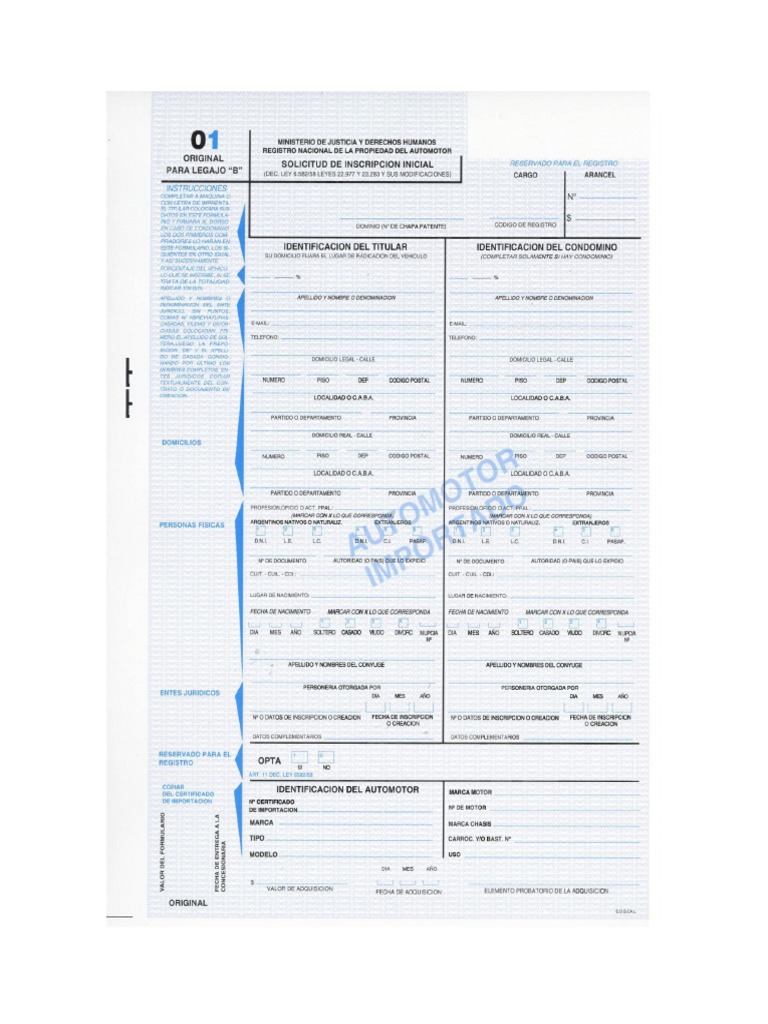 Formulario 01 Importado - Gestoria Automotor | PDF