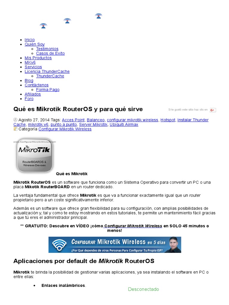Qué Es Mikrotik RouterOS - ConfigurarMikrotikWireless | PDF | De igual ...