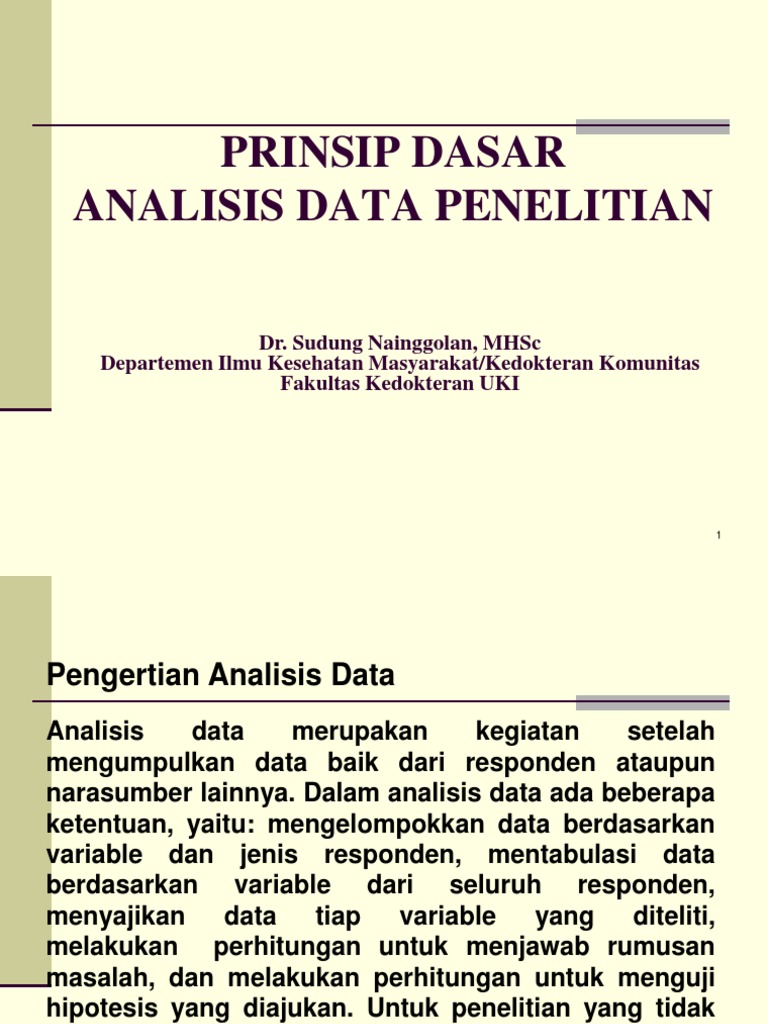 Prinsip Dasar Analisis Data | PDF