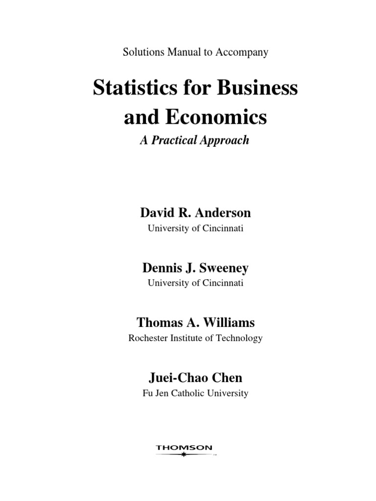 Statistics For Business and Economics: David R. Anderson | PDF