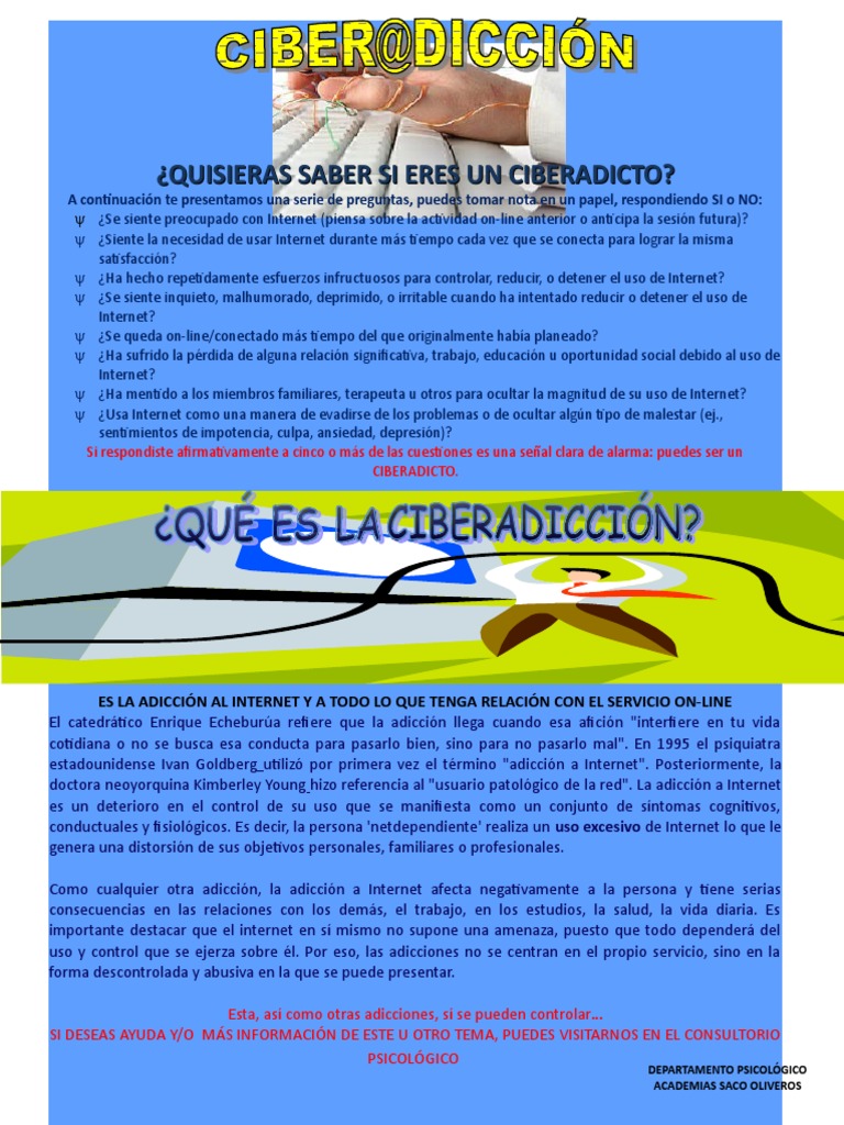 CIBERADICCIÓN | PDF | Psicología anormal | Internet