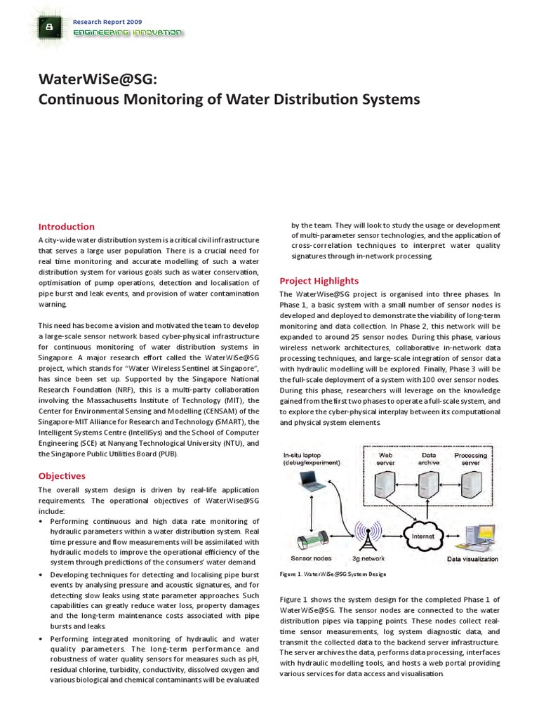 Waterwise@Sg: Continuous Monitoring of Water Distribution Systems | PDF ...