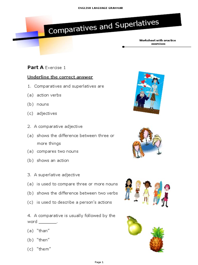 Comparatives and Sup Worksheet | PDF | Adjective | Philology