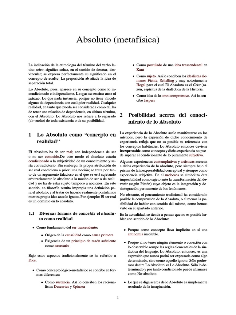 Absoluto (Metafísica) | PDF | Absoluta (Filosofía) | Movimientos ...