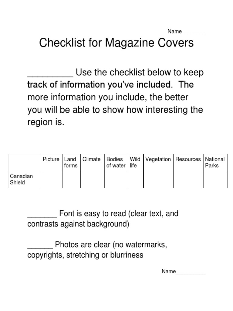 Rubrics For Poster Cube and Magazine | PDF | Nature