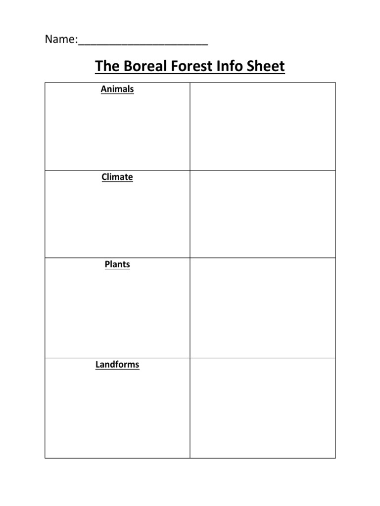 Boreal Forest Info Sheet | PDF | Law | Science & Mathematics