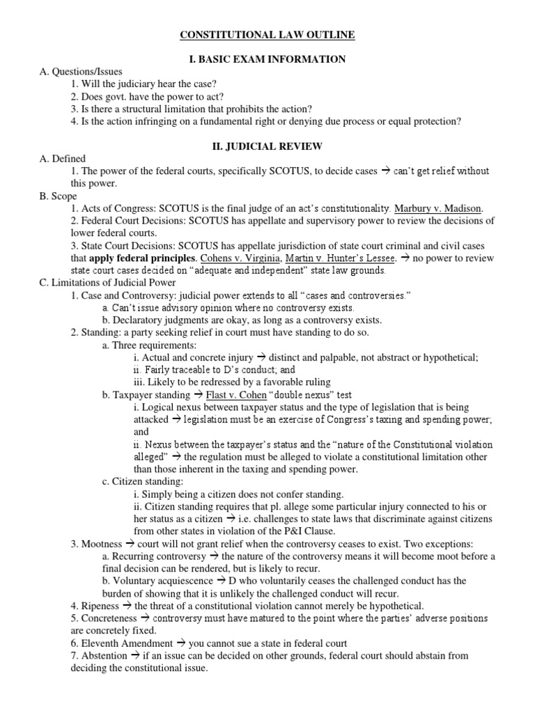 Constitutional Law Exam Outline | PDF | Suspect Classification | Due ...