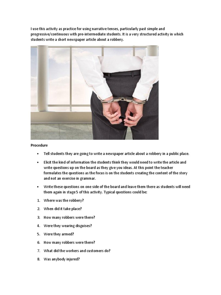 Writing a Newspaper Article on Robbery | PDF | Students | Newspapers