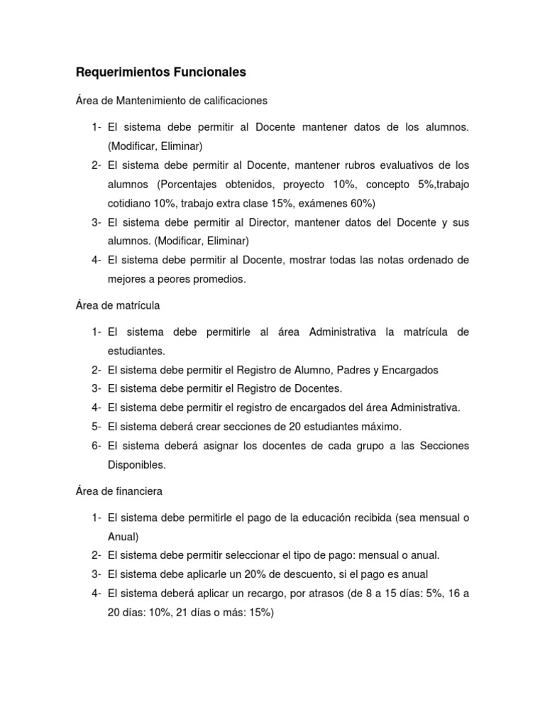 Requerimientos de Software | PDF | Usuario (informática) | Software