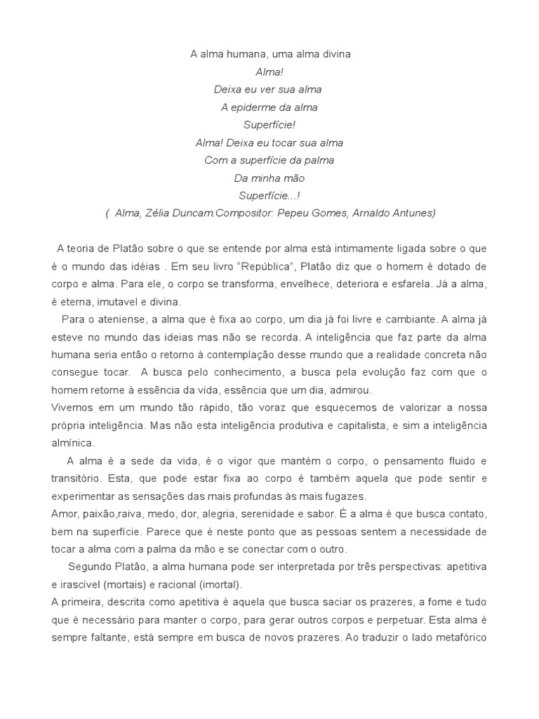 A Alma Humana e A Alma Divina | PDF | Corpo humano | Alma