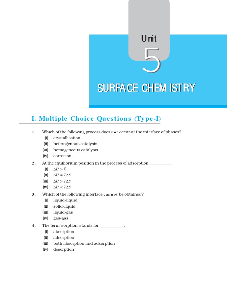 12 Chemistry Exemplar Chapter 5 Pdf Pdf Adsorption Colloid