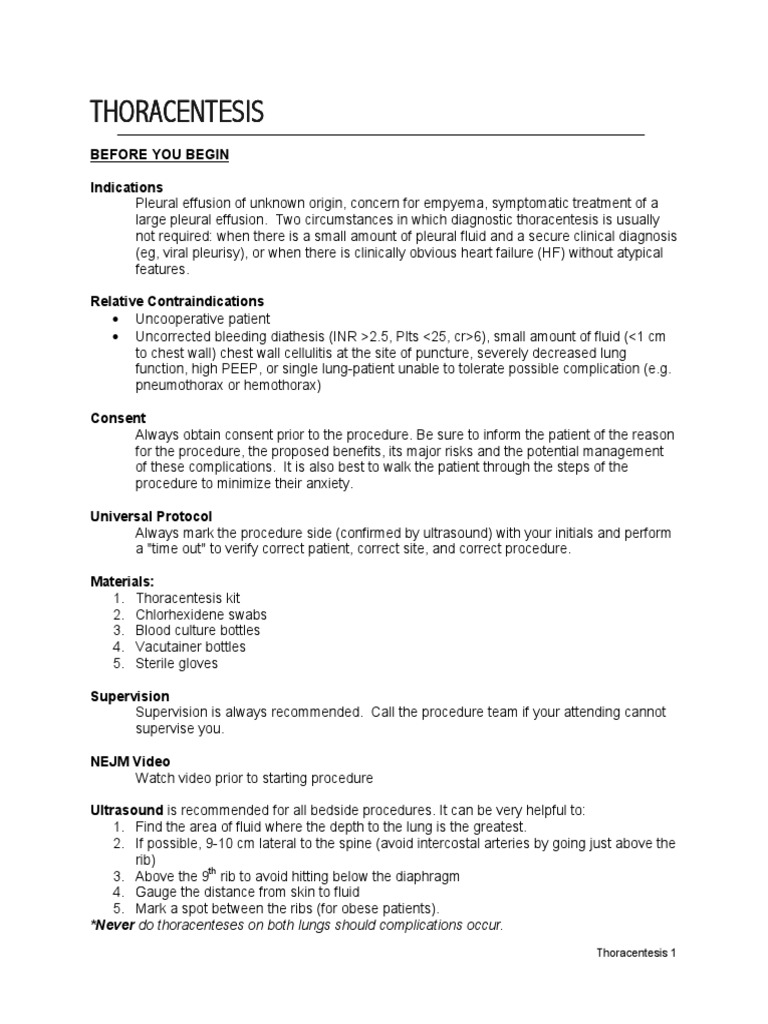 Thoracentesis Procedure Steps