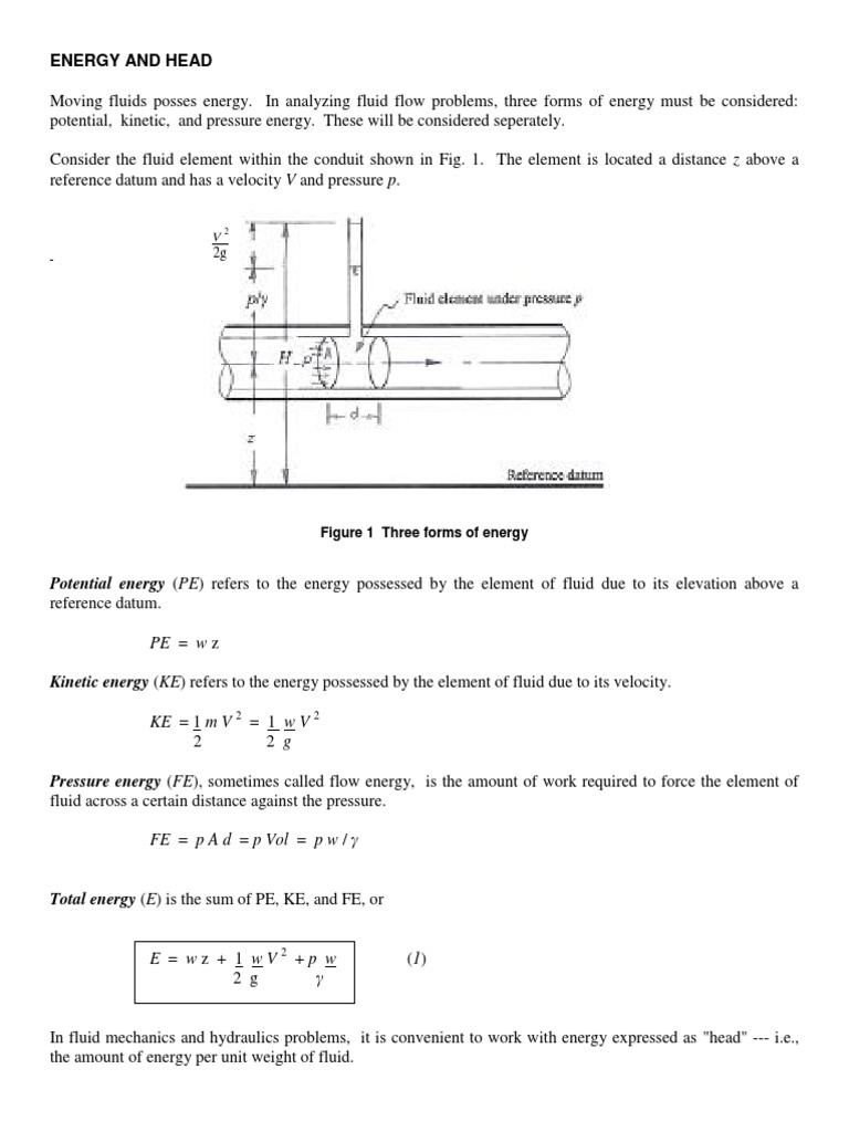 Part 3 Energy, Head and Bernoulli's Equation | PDF | Brake | Power ...