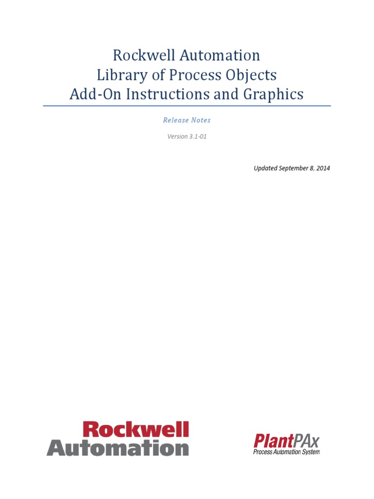 Rockwell Automation Library of Process Objects 3.1-01 Release Notes ...