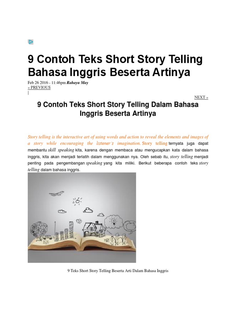 9 Contoh Teks Short Story Telling Bahasa Inggris Beserta Artinya | PDF ...